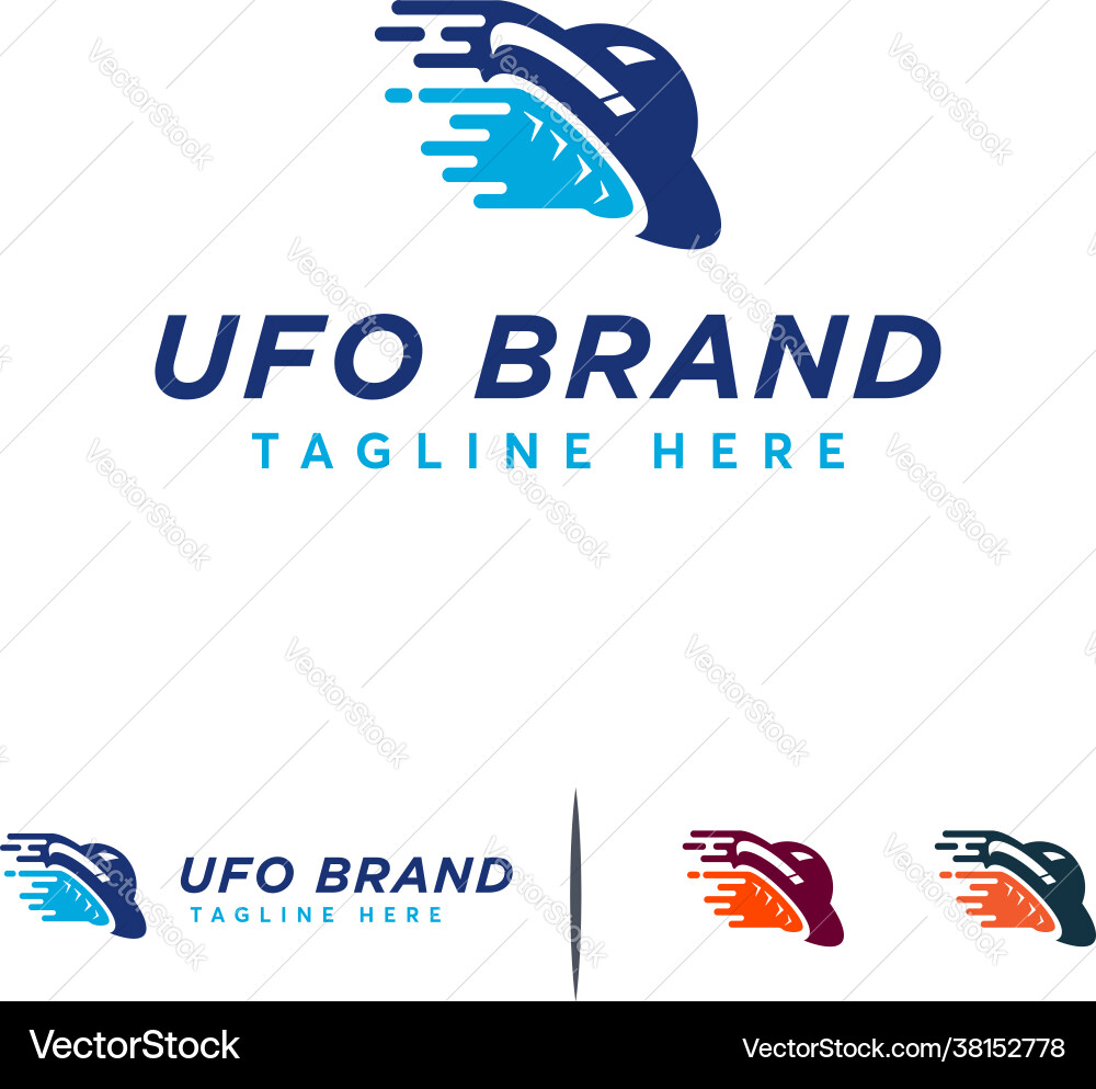 Ufo logo designs concept aliens plane Royalty Free Vector