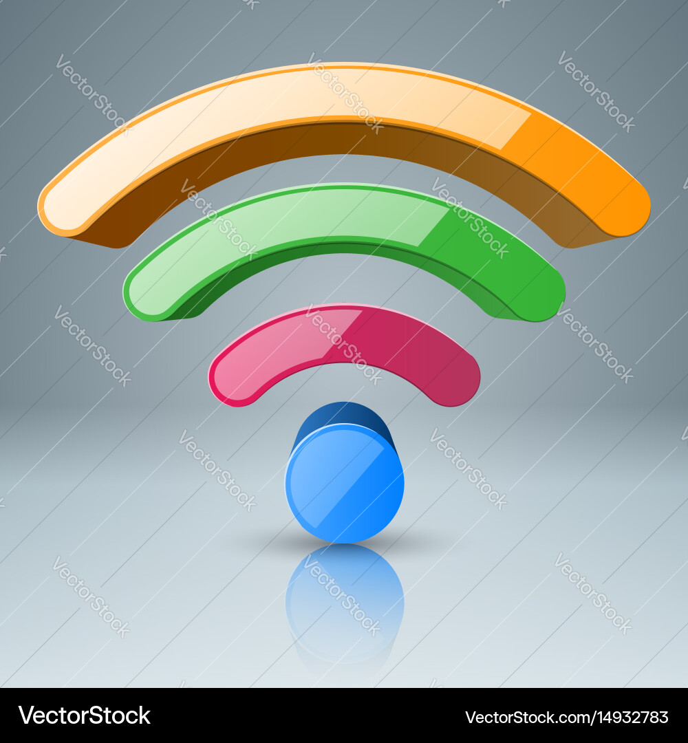 3d wi-fi icon foou color Royalty Free Vector Image