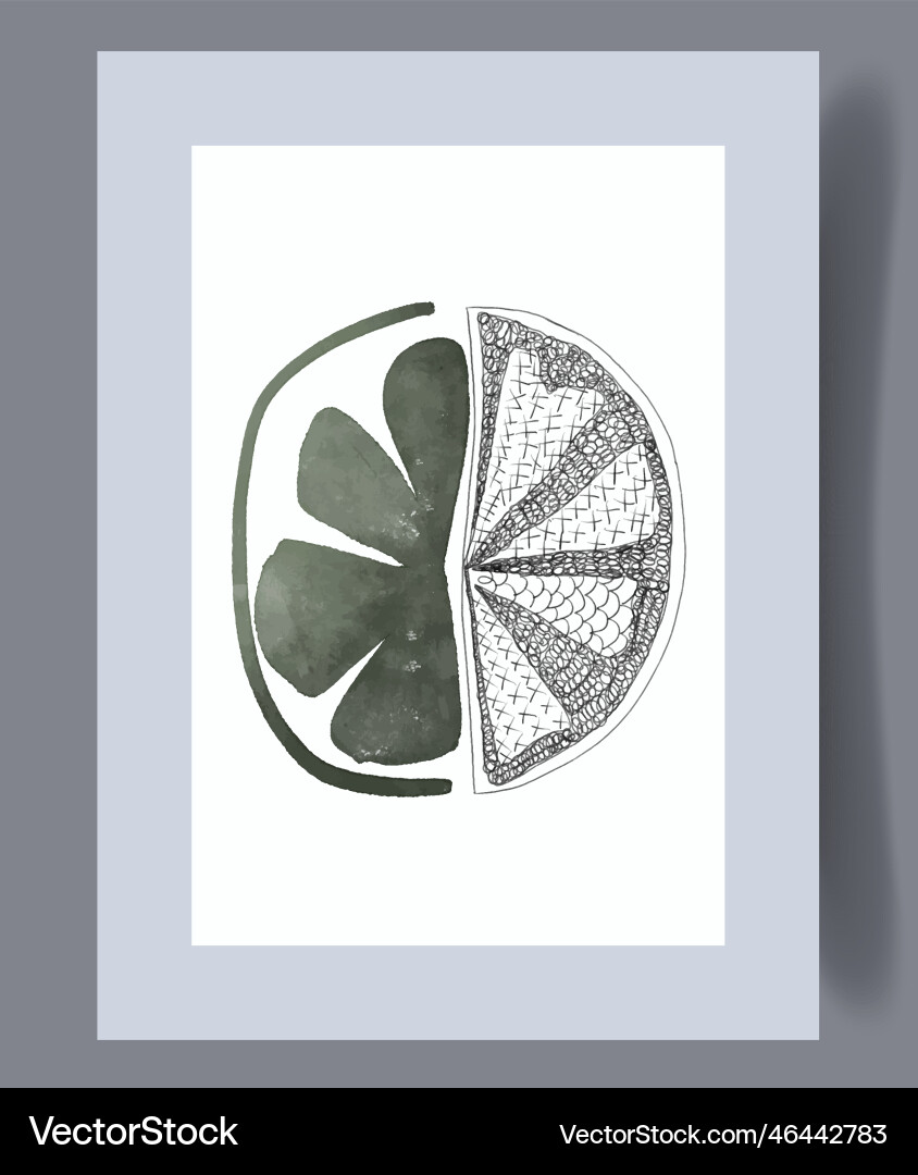 Abstract lemon organic fruit wall art print Vector Image