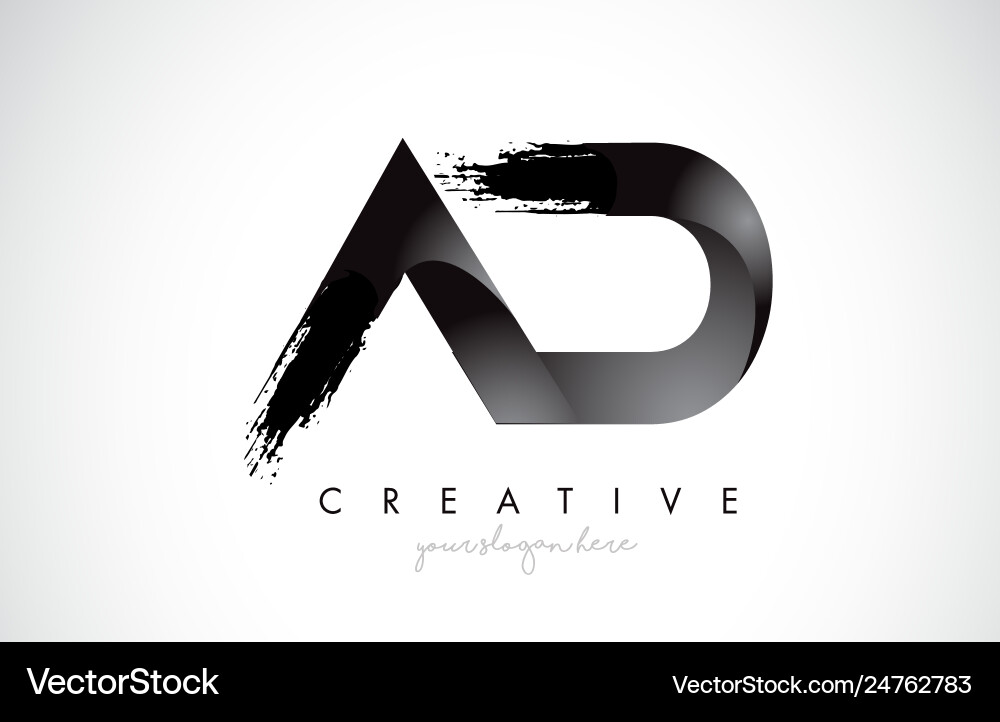 Ad letter design with brush stroke and modern 3d Vector Image