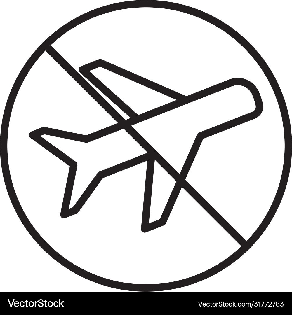 Airplane passenger plane with prohibition sign Vector Image