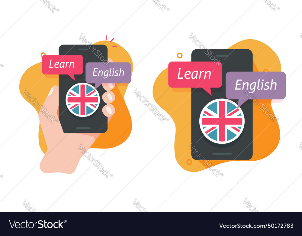English language learning course on cell phone Vector Image