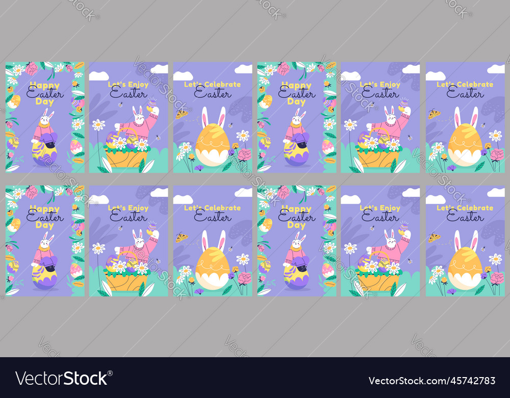 Happy easter day social media stories template Vector Image