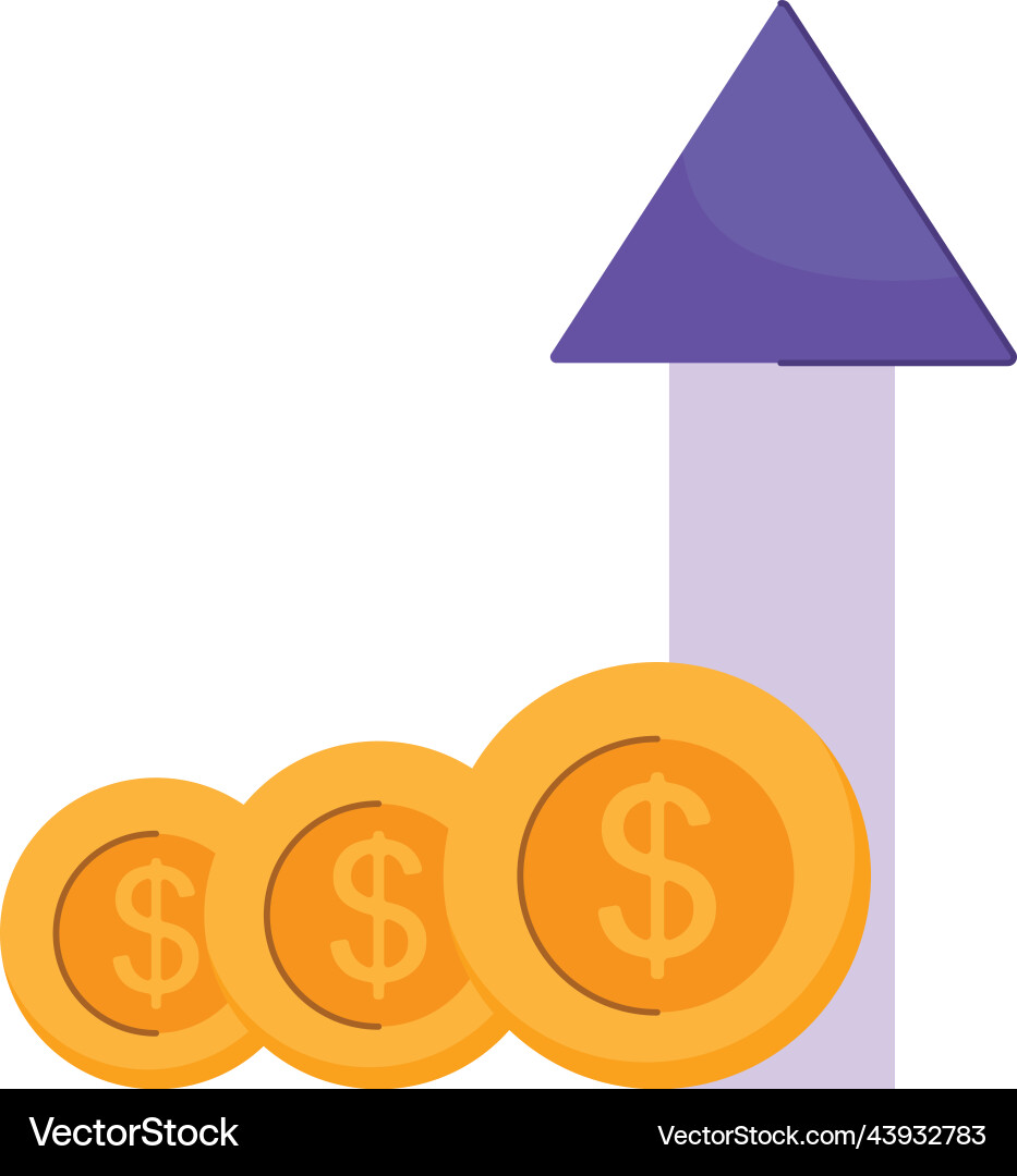 Money and ascending arrow Royalty Free Vector Image