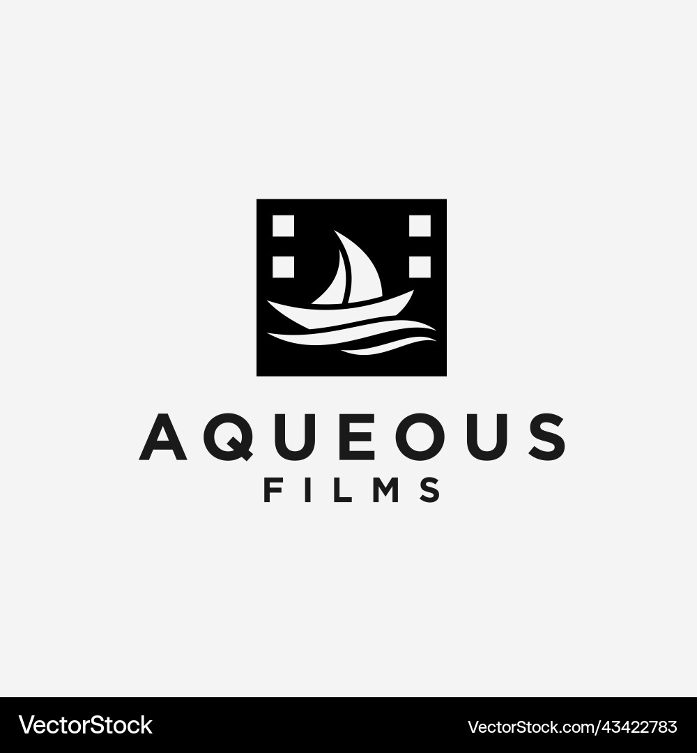 Movie boat logo design Royalty Free Vector Image