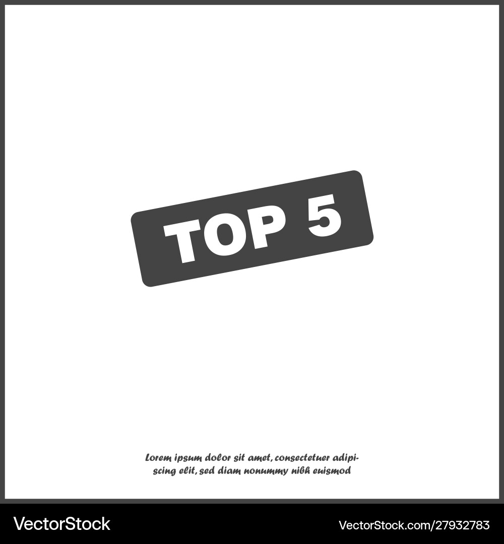 Top 5 red icon five stamp on white isolated Vector Image