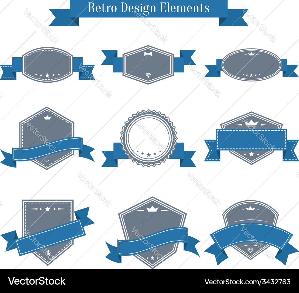 Vintage set labels with ribbons Royalty Free Vector Image