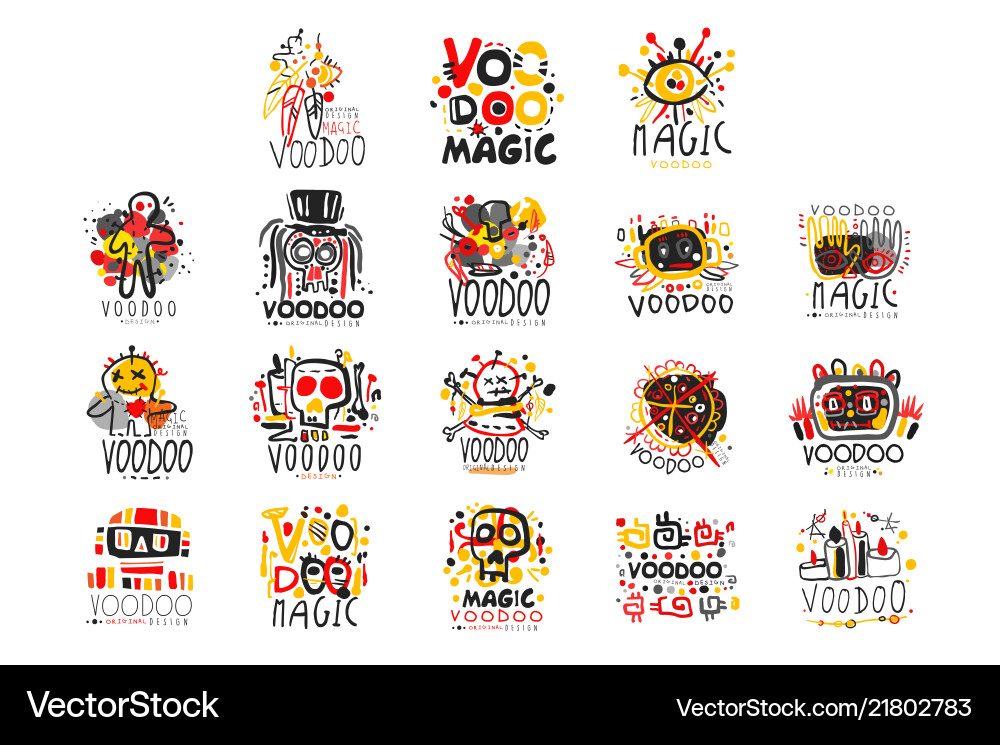 Voodoo african and american magic logo set Vector Image