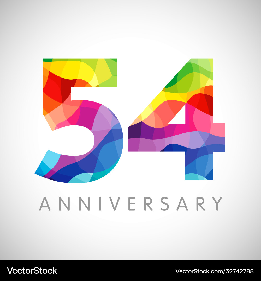 54 anniversary color logo Royalty Free Vector Image