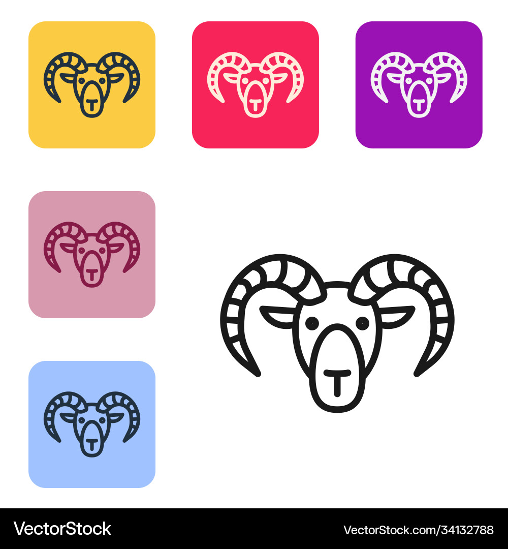 Black line head goat or ram icon isolated Vector Image