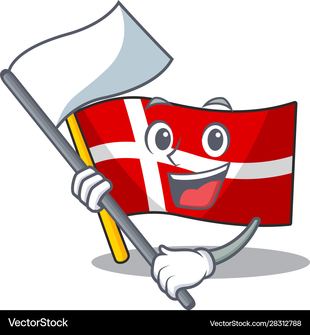 Cute flag standing with denmark cartoon Royalty Free Vector