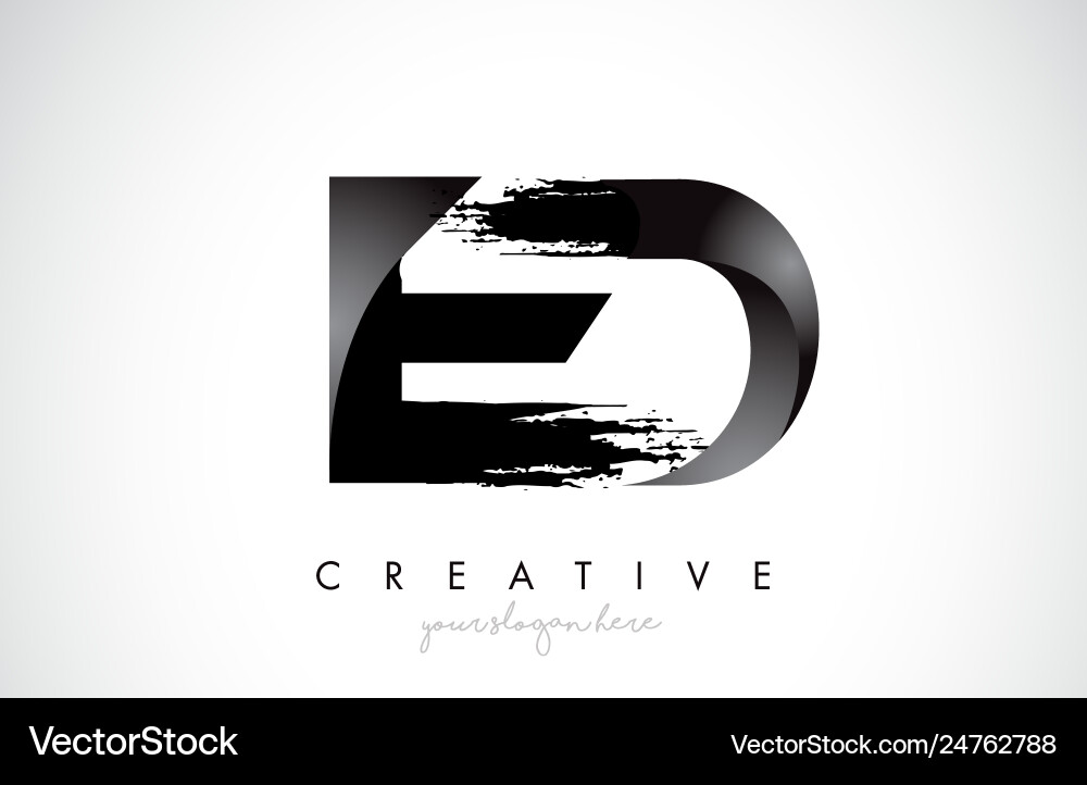 Ed letter design with brush stroke and modern 3d Vector Image