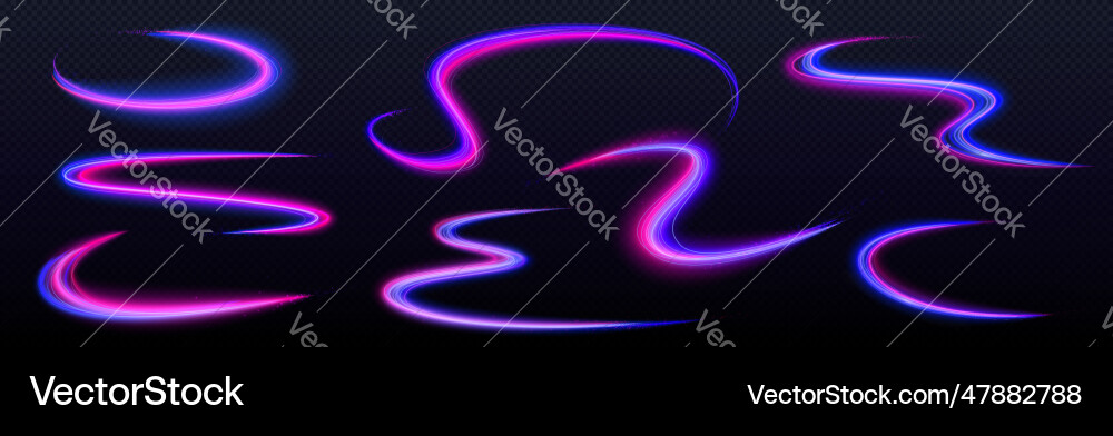 Neon speed line light effect with swirl glow wave Vector Image
