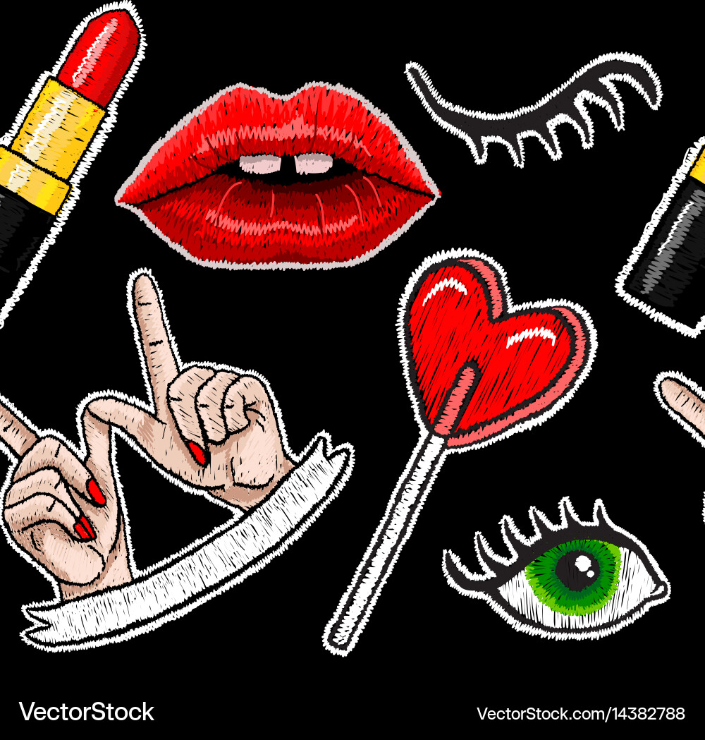 Pattern of stickers embroidery Royalty Free Vector Image