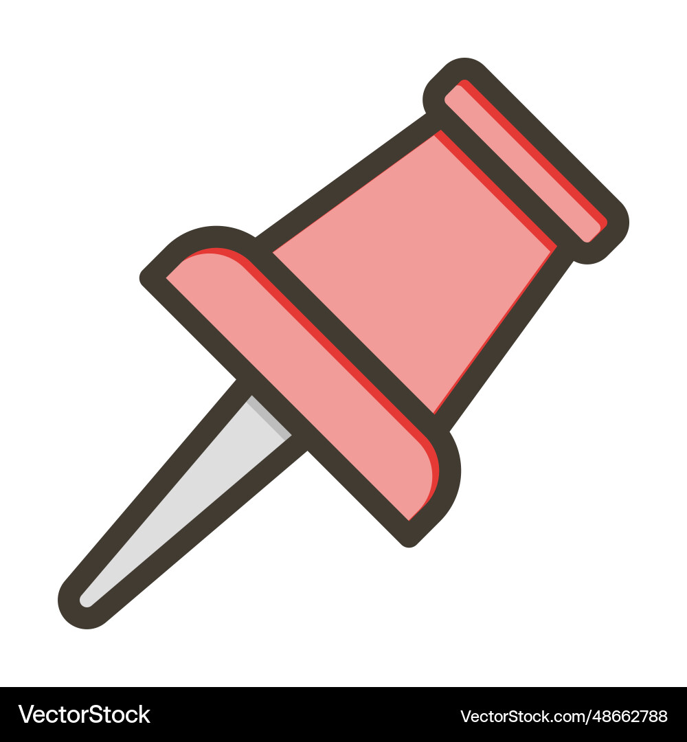 Push pin thick line filled colors icon Royalty Free Vector