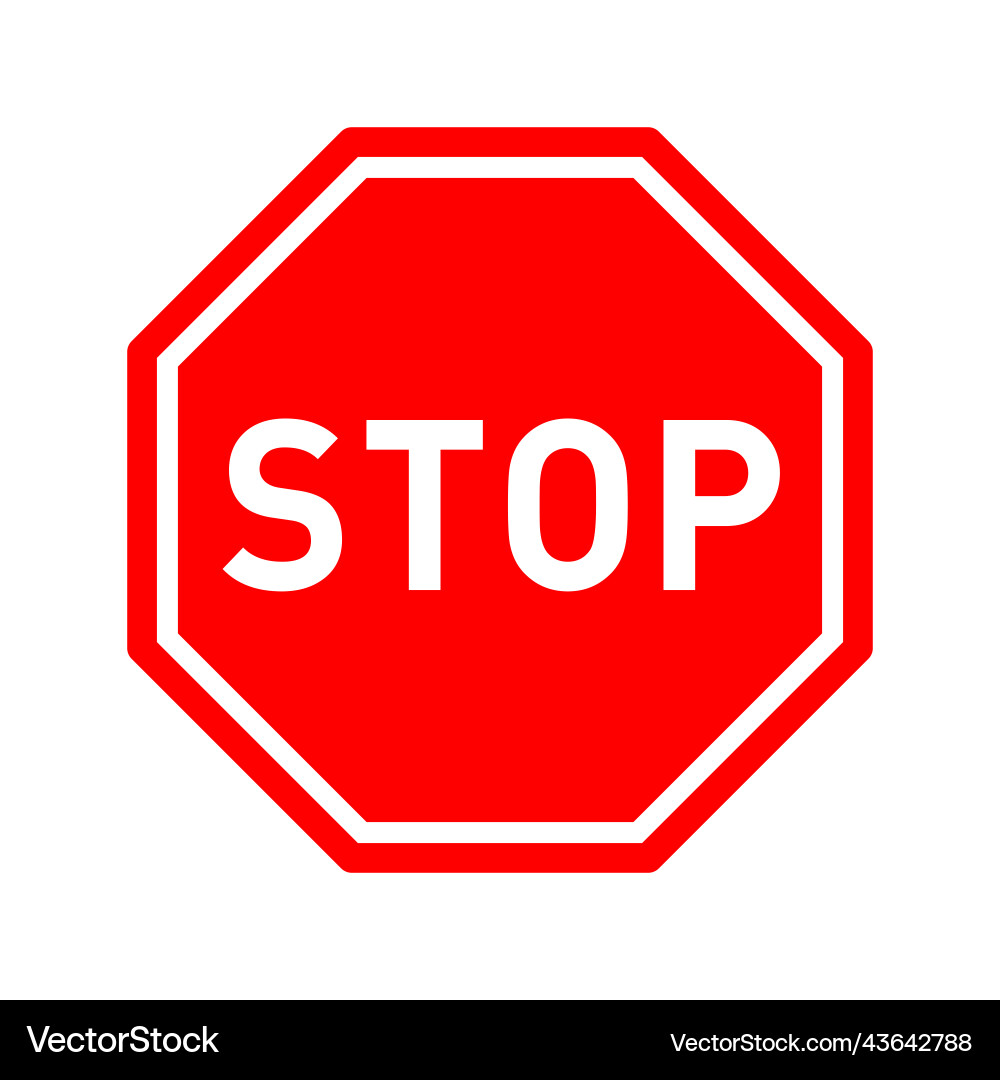 Red stop sign traffic regulatory warning Vector Image