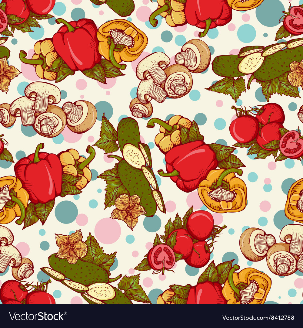 Seamless pattern with different vegetables Vector Image