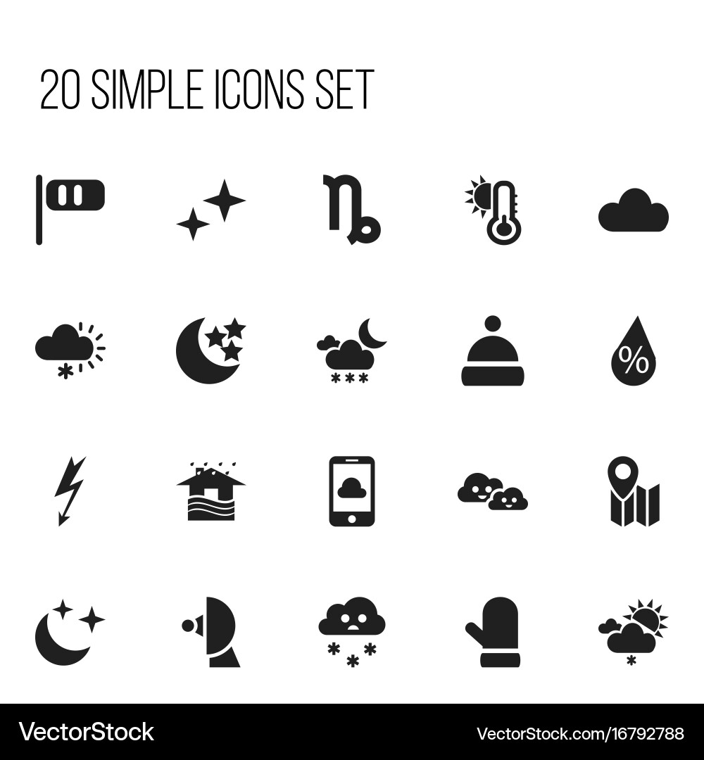 Set 20 editable weather icons includes symbols Vector Image