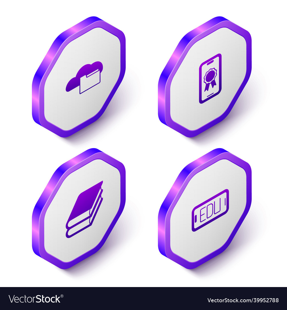 Set isometric cloud or online library online Vector Image