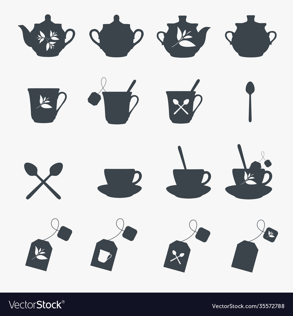 Set tea objects Royalty Free Vector Image - VectorStock