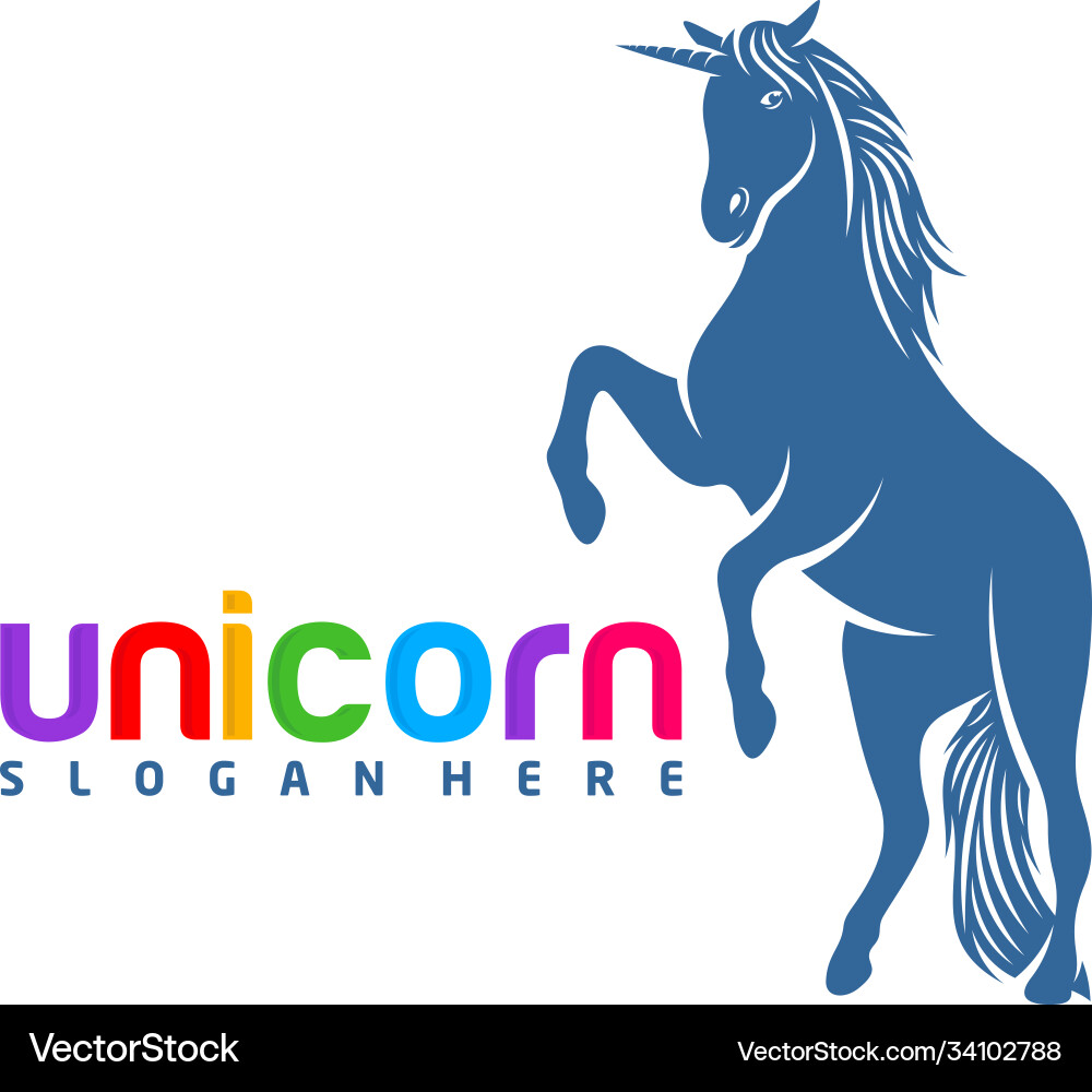 Unicorn logo design template flying horse Vector Image