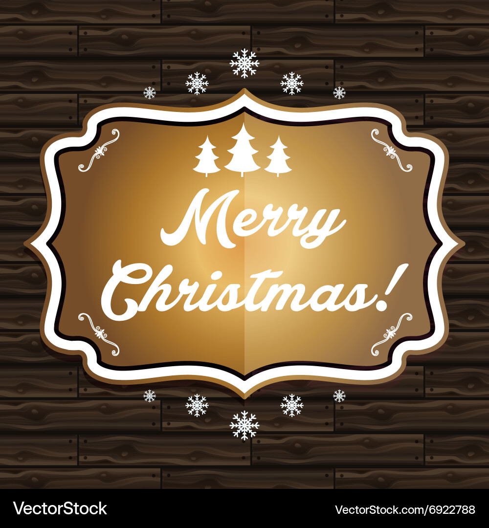 Winter label with text merry christmas Royalty Free Vector