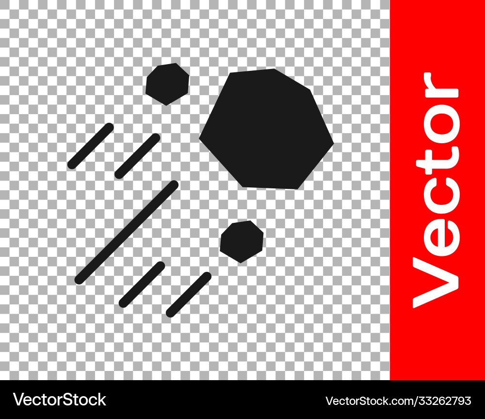 Black flying stone icon isolated on transparent Vector Image
