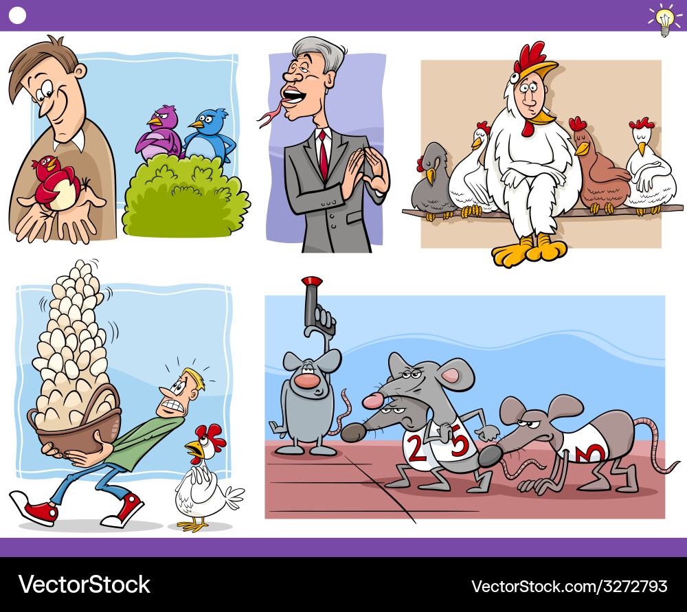 Cartoon concepts and sayings set Royalty Free Vector Image