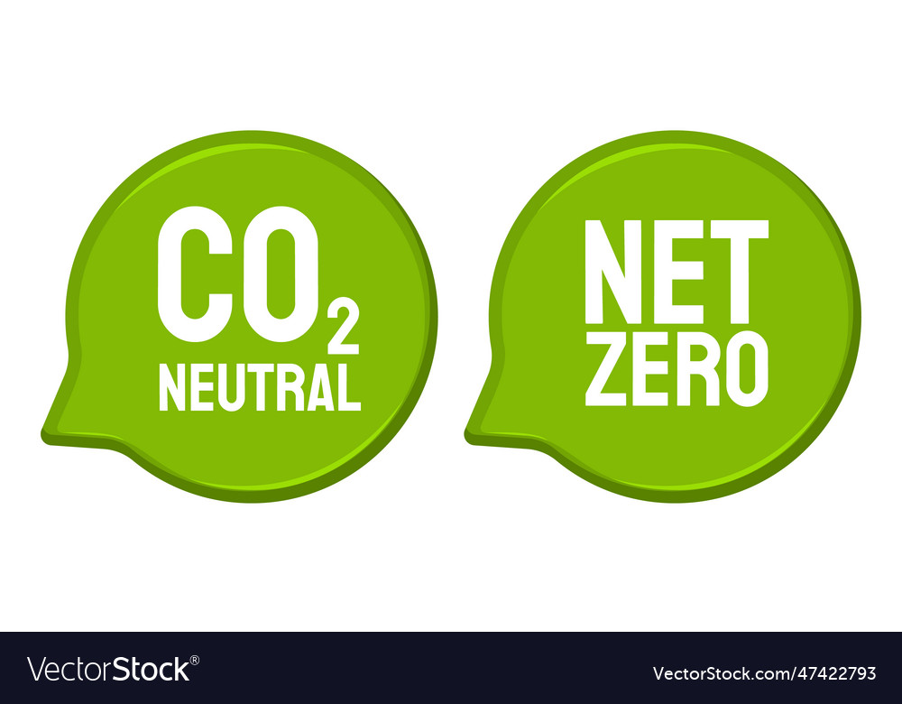 Co2 neutral net zero green round dialog box Vector Image