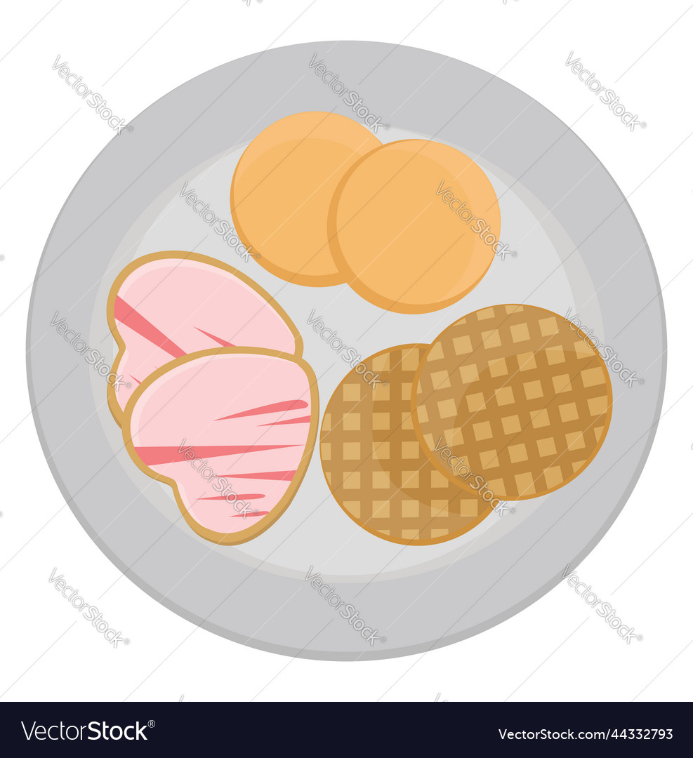 Cookies on the plate a white background Royalty Free Vector