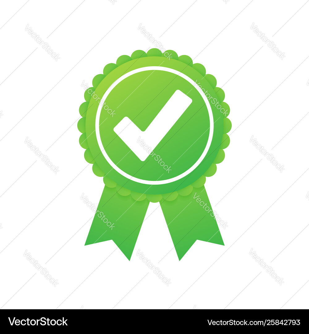Green approved star sticker on white background Vector Image