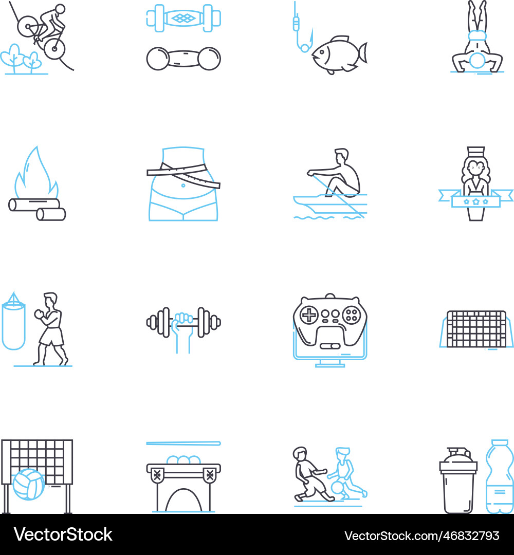 Nature excursions linear icons set hiking Vector Image