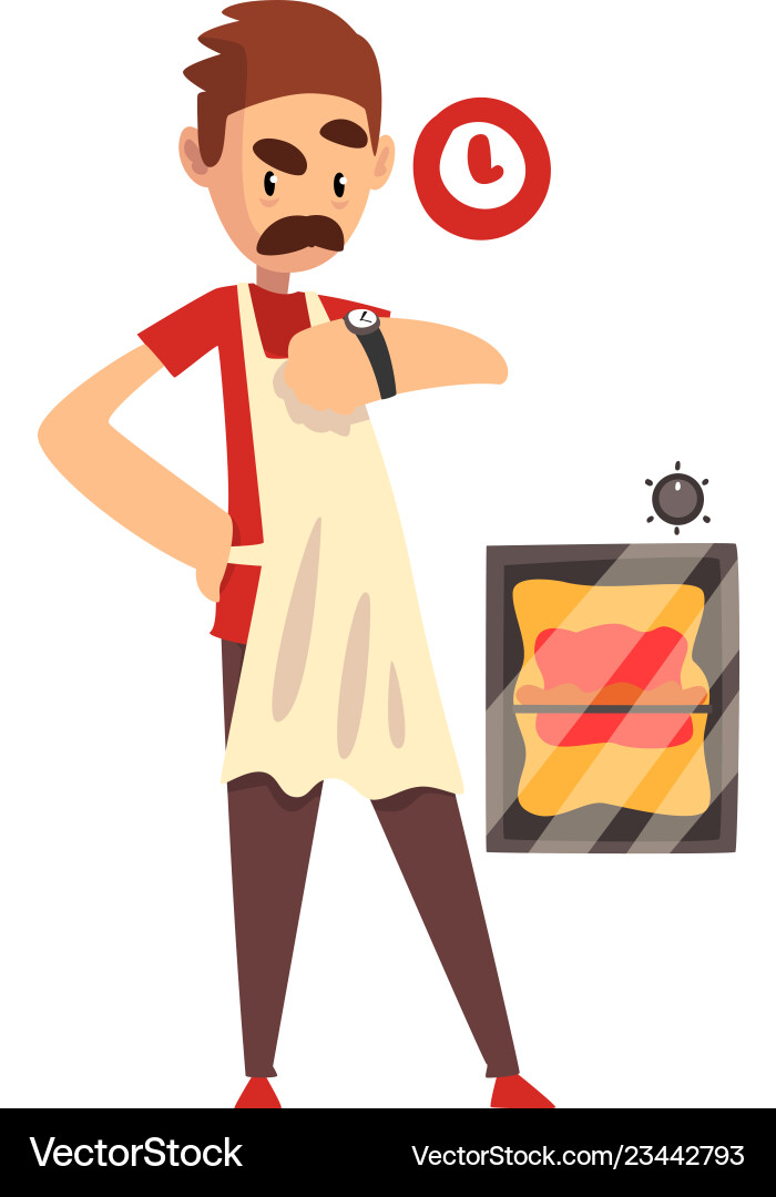 Pizza maker character making pizza stage of Vector Image