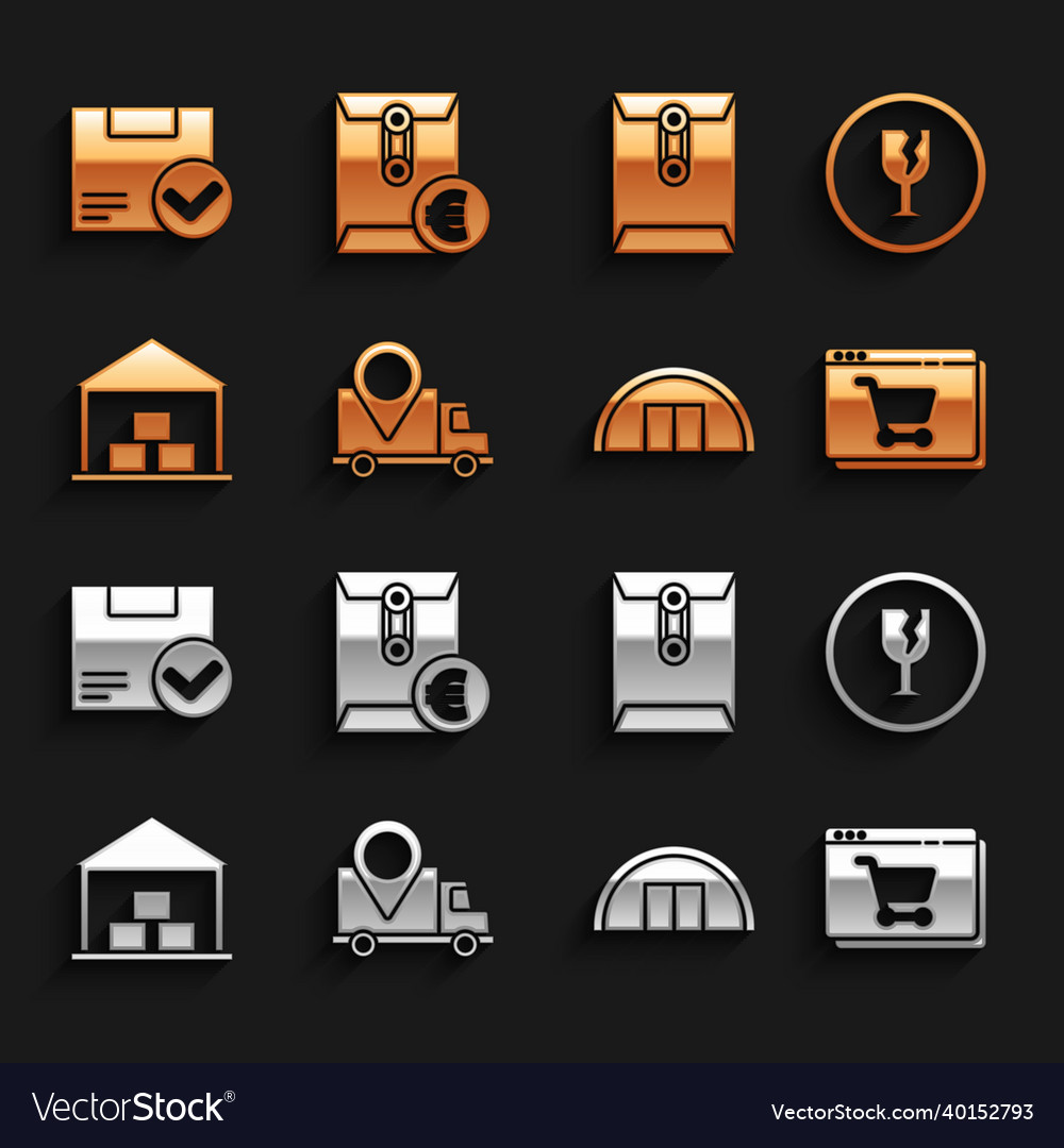 Set delivery tracking fragile broken glass Vector Image