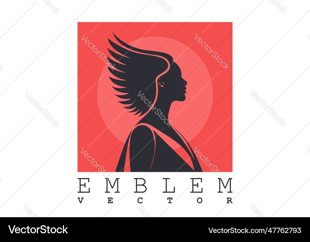 Square emblem or sticker black silhouette lady Vector Image