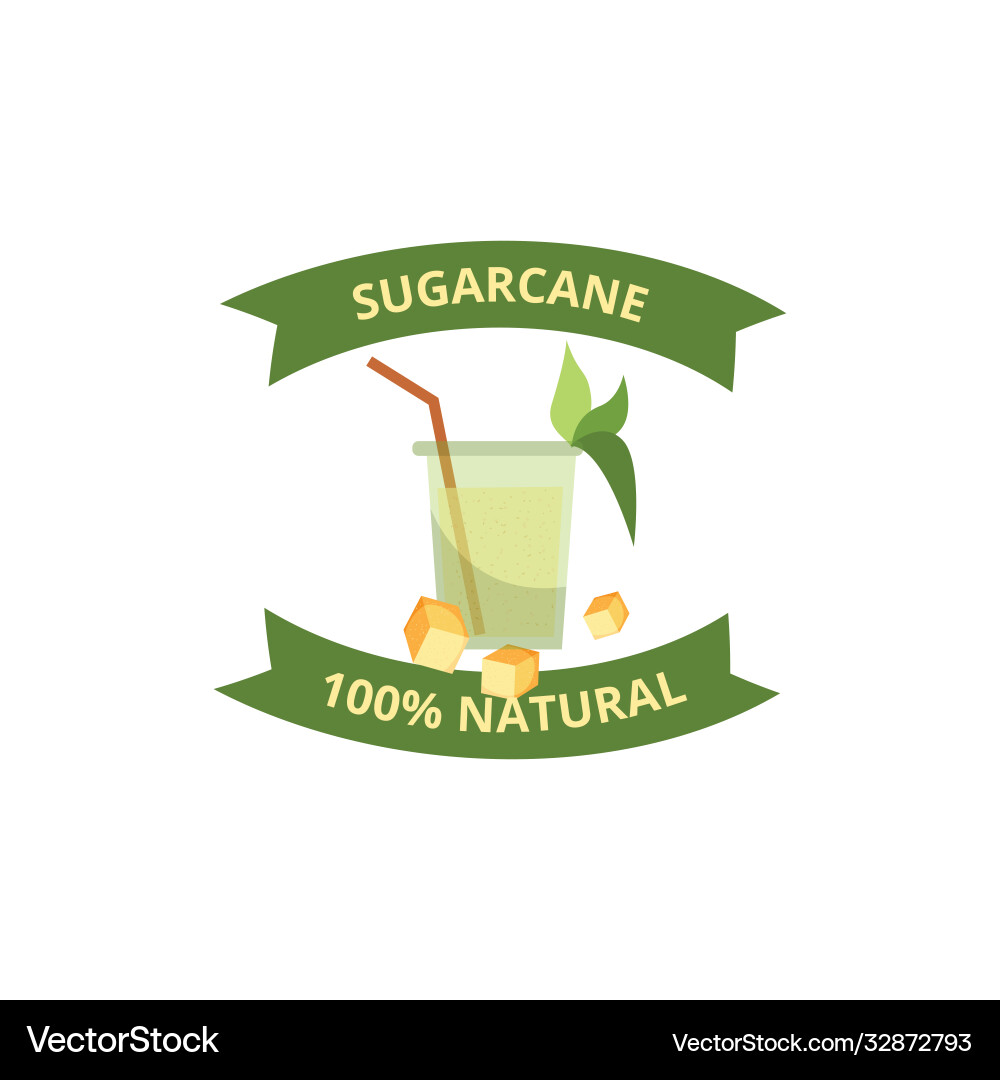 Sugarcane food and drink certification label or Vector Image