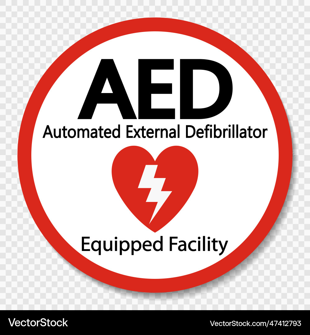 Symbol aed sign label on transparent background Vector Image