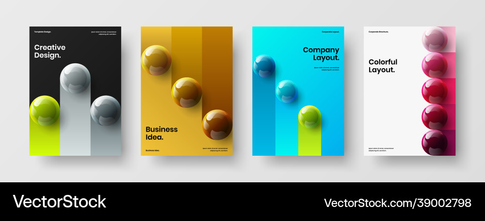 Abstract realistic spheres book cover template Vector Image