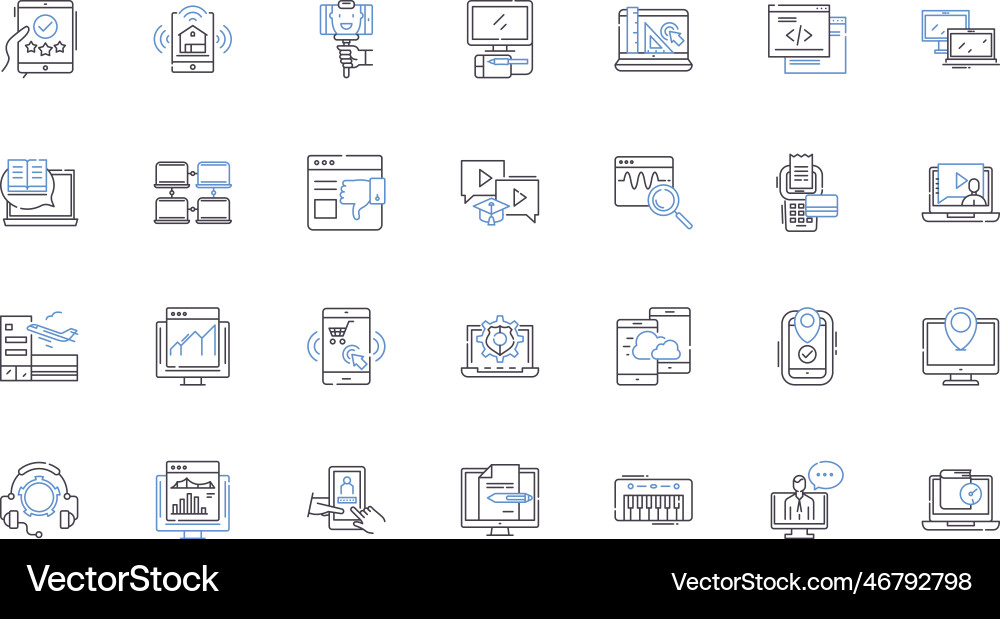 Automation line icons collection robots Royalty Free Vector