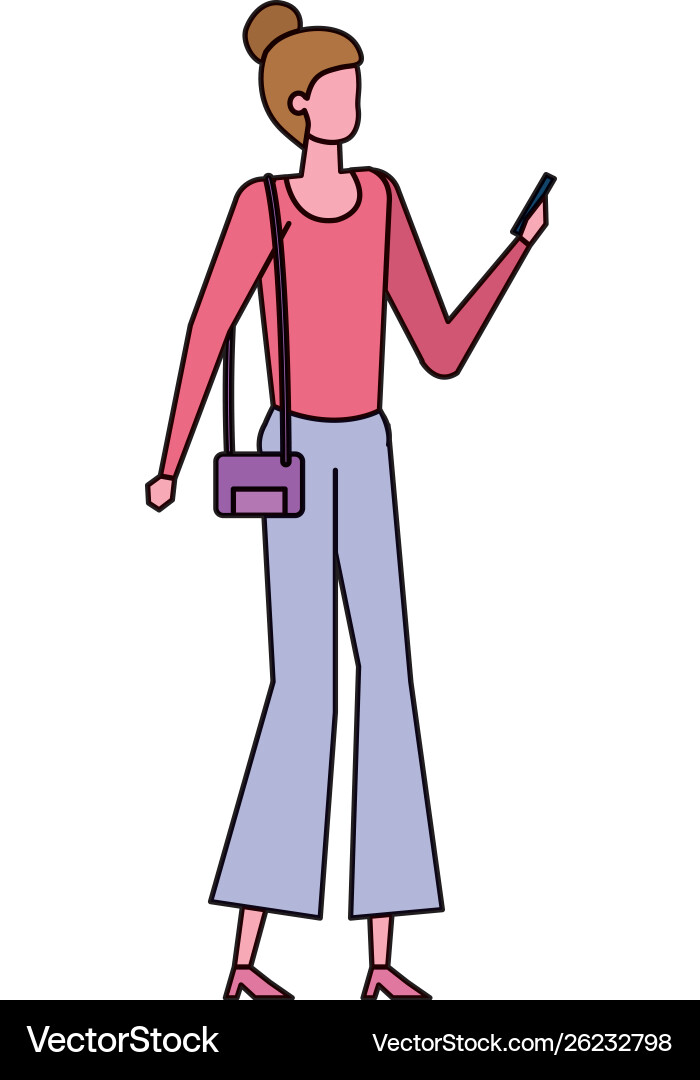 Beautiful young woman using smartphone Royalty Free Vector