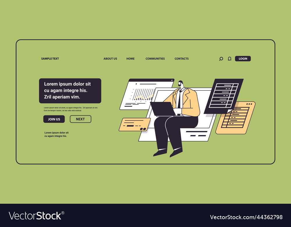Businessman analyzing data on laptop business Vector Image