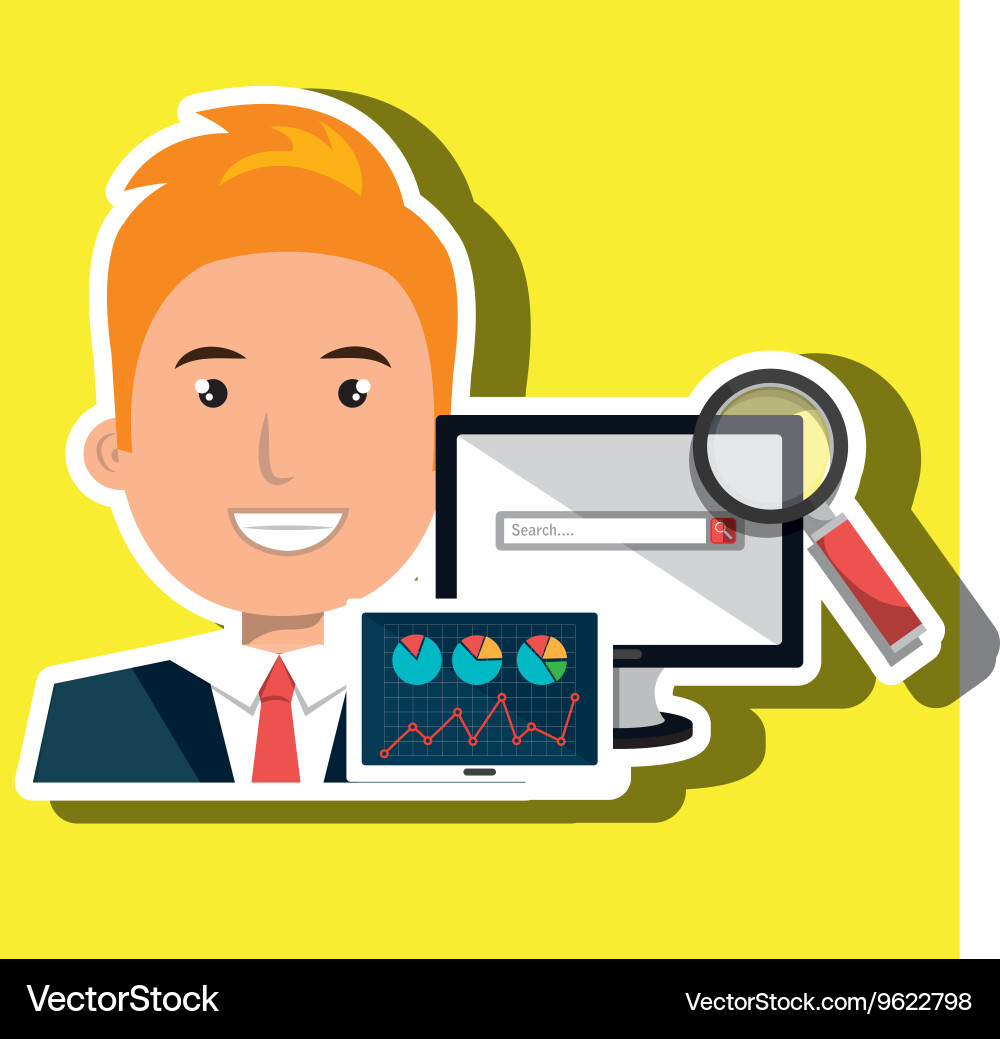 Businessperson with statistic graph isolated icon Vector Image