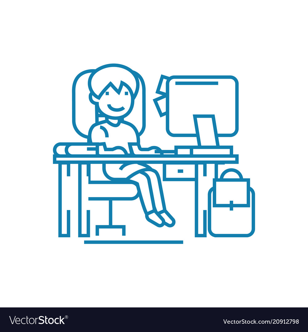 Computer classes linear icon concept computer Vector Image