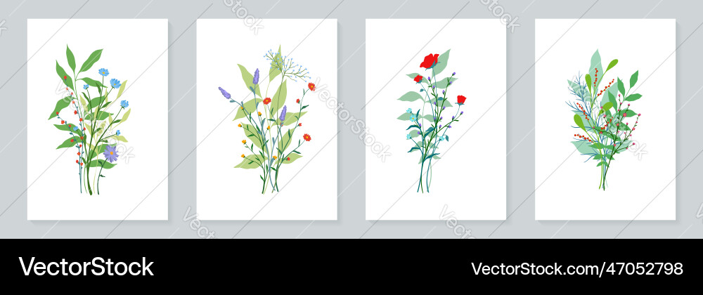 Creative minimalist abstract art wild flowers Vector Image