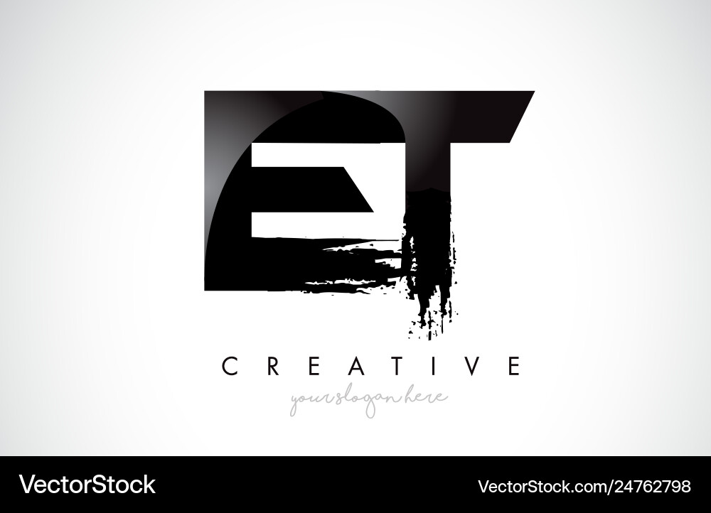 Et letter design with brush stroke and modern 3d Vector Image