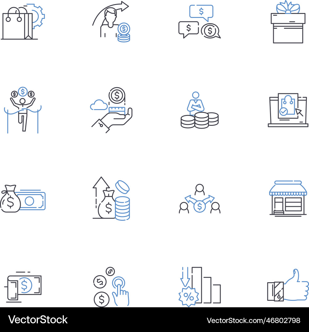Financial services line icons collection Vector Image
