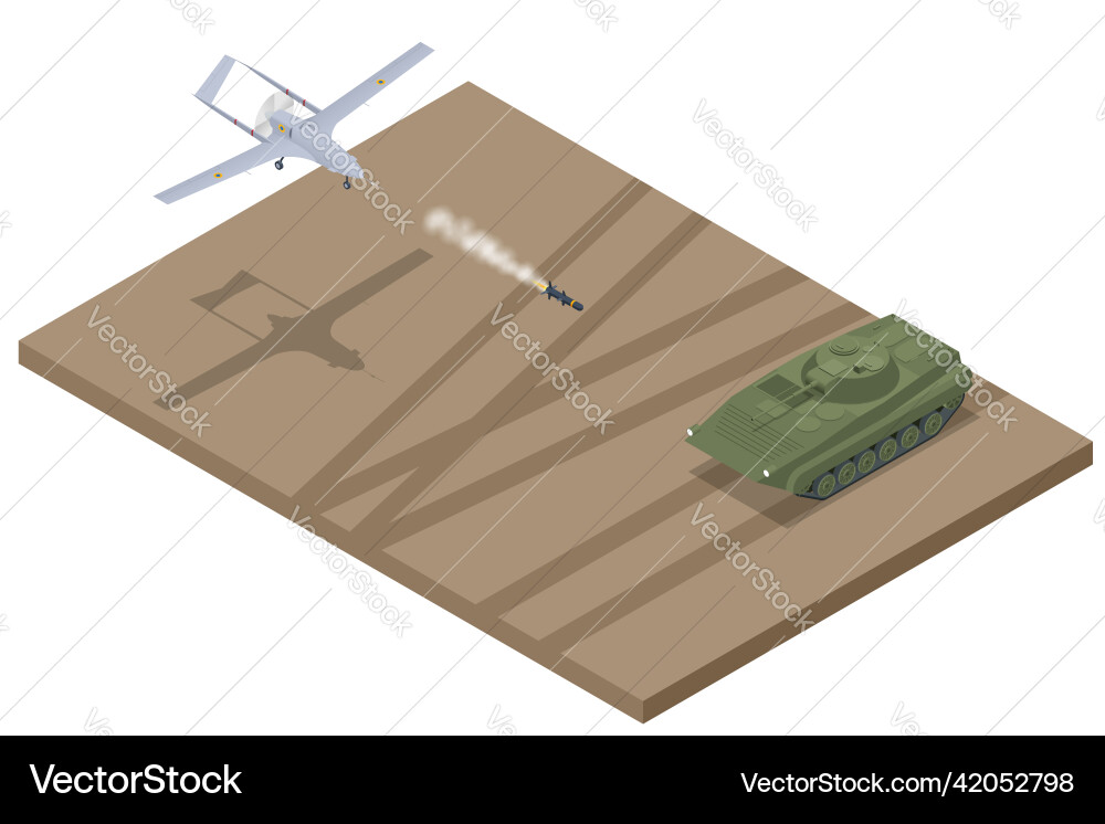 Isometric unmanned combat aerial vehicle medium Vector Image
