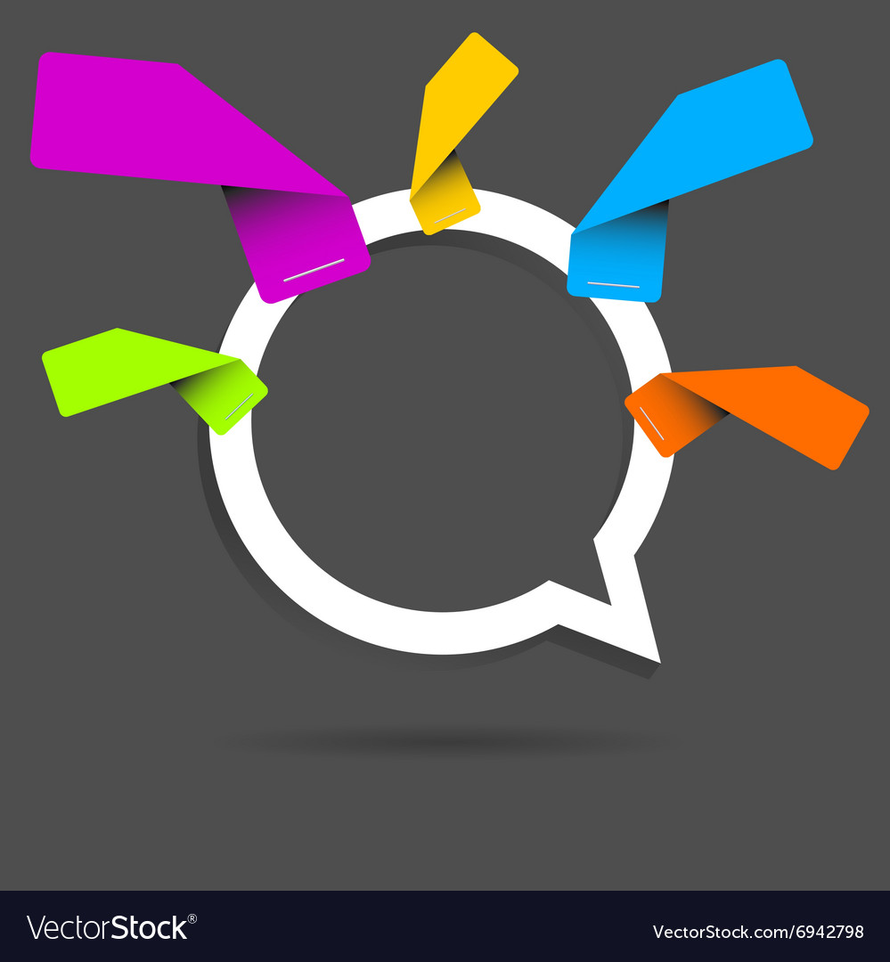 Speech bubble pointer empty sticker five color Vector Image