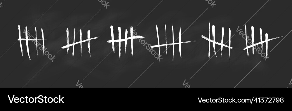 Tally mark prison counting lines set white slash Vector Image