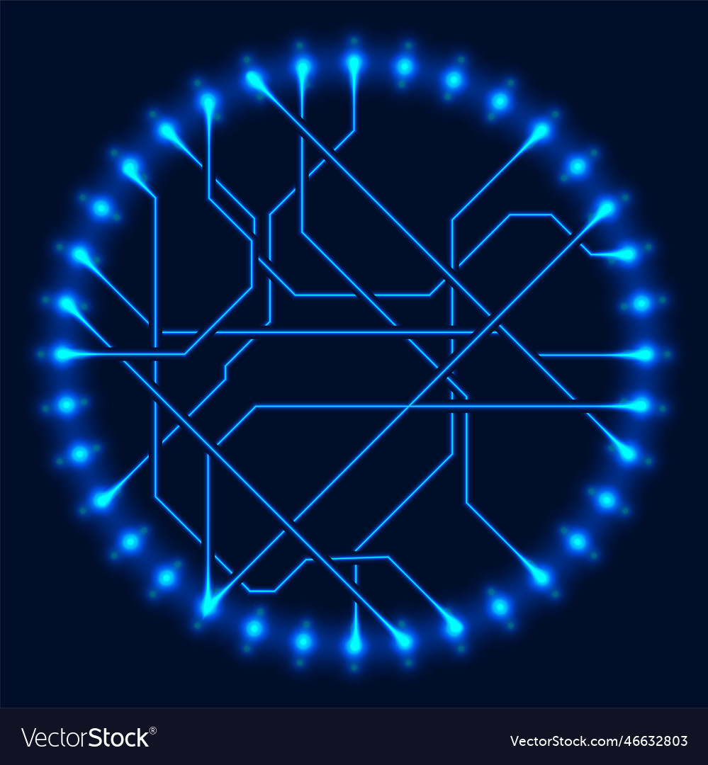 Abstract neon blue tech circuit board lines Vector Image
